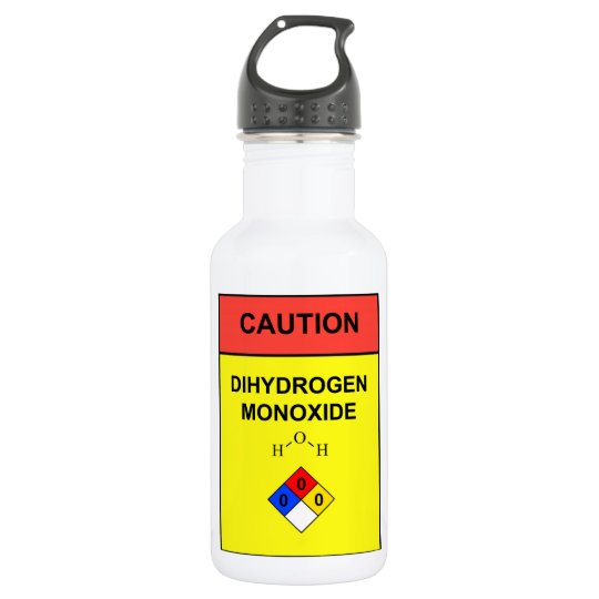 "DIHYDROGEN MONOXIDE" Caution Lable water bottle | Zazzle.com