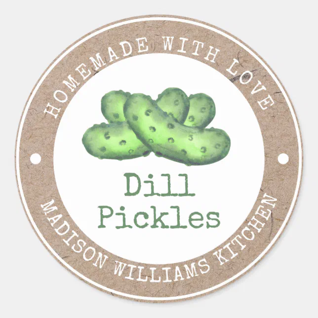Dill Pickle Canning Label | Homemade with Love | Zazzle