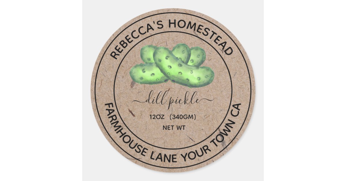 Dill Pickle Kraft Paper Canning Jar Labels | Zazzle