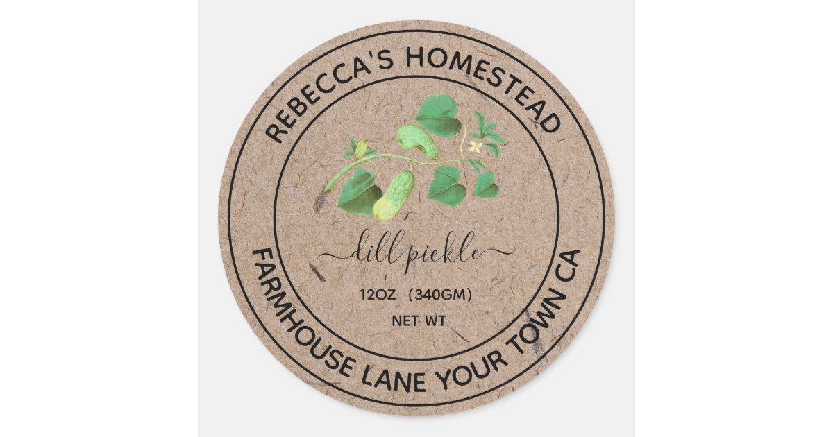 Dill Pickle Kraft Paper Canning Jar Labels | Zazzle