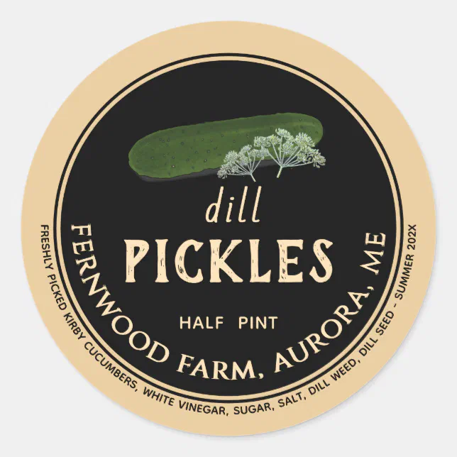 Dill Pickles Canning Jar Preserves Classic Round Sticker | Zazzle