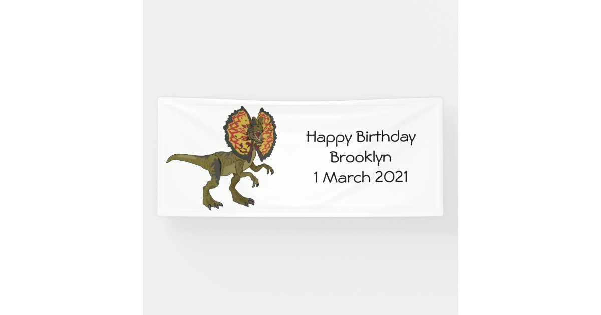 Dilophosaurus cartoon illustration banner | Zazzle