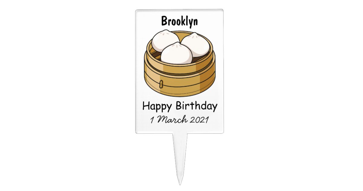 Dim sum cartoon illustration cake topper | Zazzle