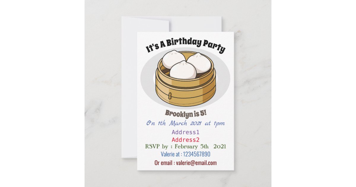Dim sum cartoon illustration invitation | Zazzle