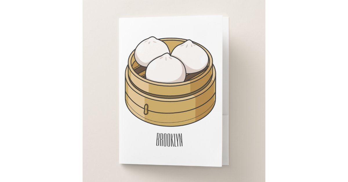 Dim sum cartoon illustration pocket folder | Zazzle