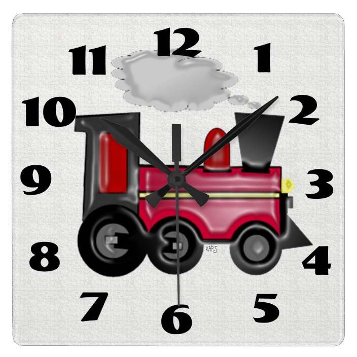 Dimensional Train Square Wall Clock | Zazzle.com