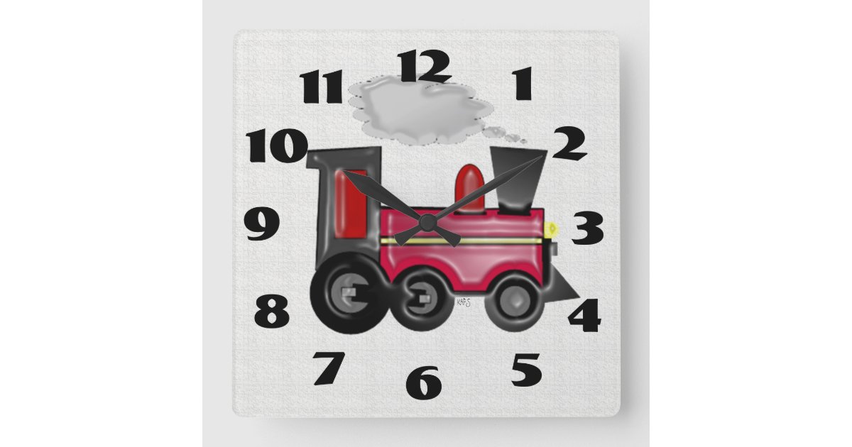 Dimensional Train Square Wall Clock | Zazzle