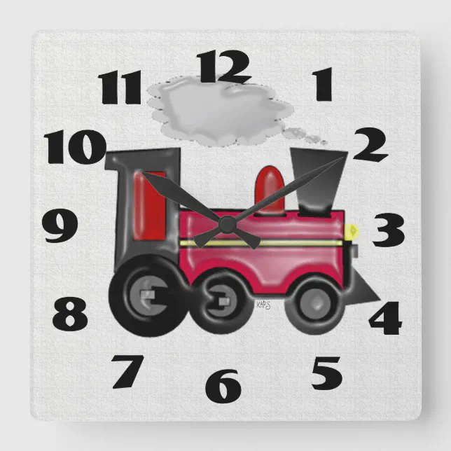 Dimensional Train Square Wall Clock | Zazzle