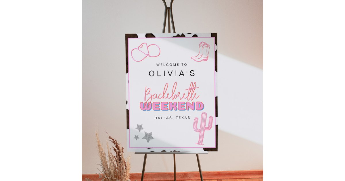 DINA Space Cowgirl Texas Bachelorette Welcome Foam Board | Zazzle