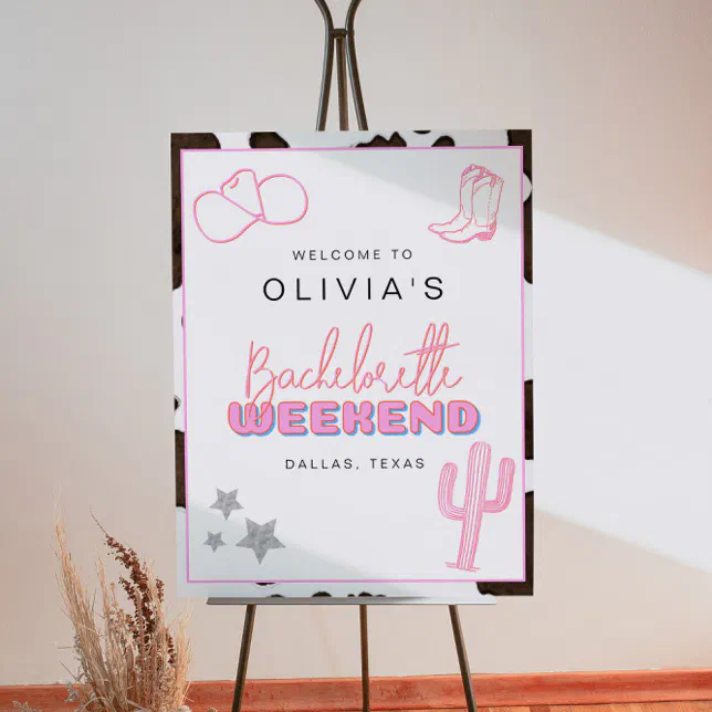 DINA Space Cowgirl Texas Bachelorette Welcome Foam Board | Zazzle