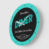 Diner Any Name Since Date Retro Turquoise Black Large Clock | Zazzle