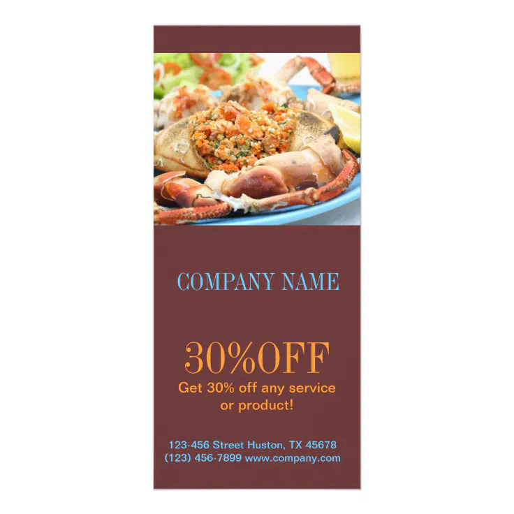 diner catering service seafood rack card | Zazzle