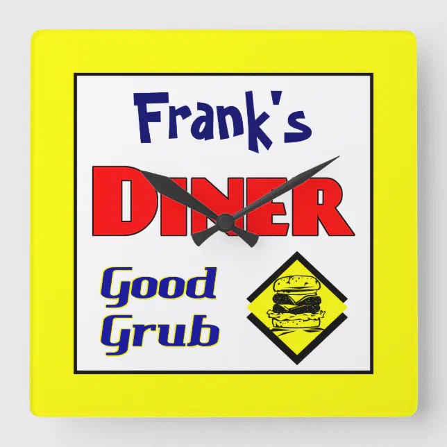Diner Custom Retro Kitchen Wall Clock | Zazzle