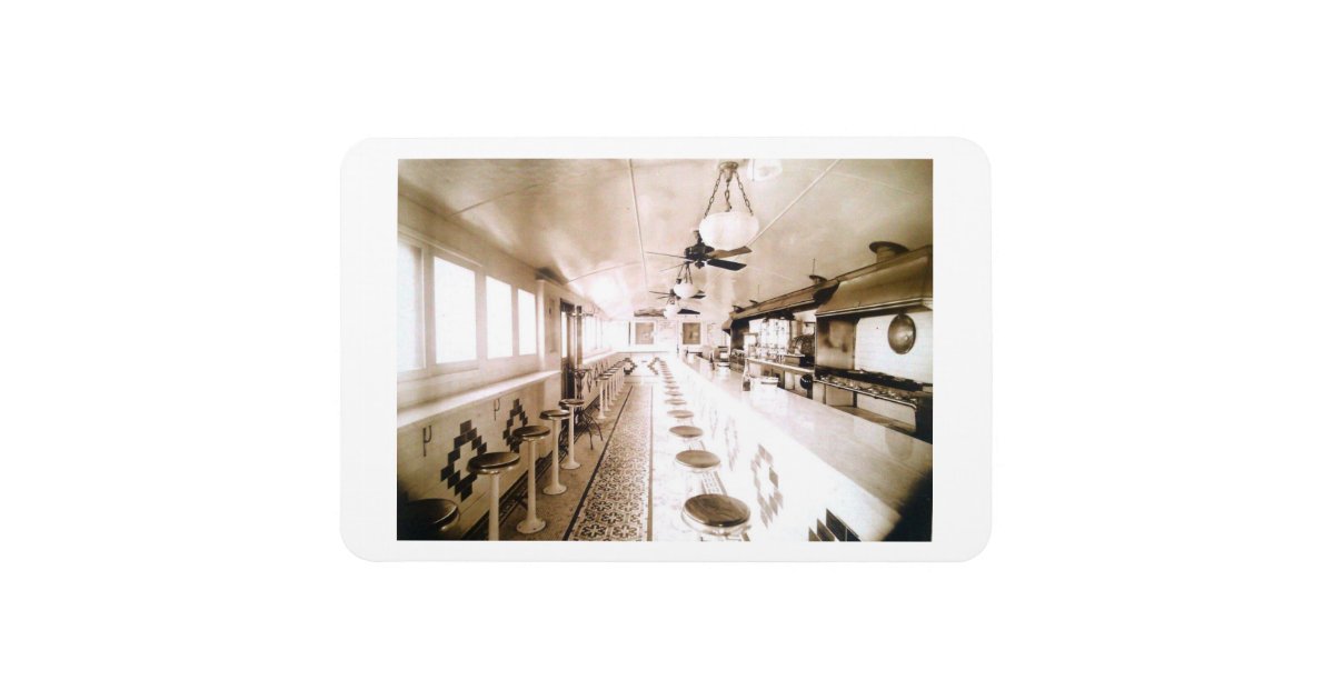 Diner Interior, 1920s Deco Vintage Postcard Magnet | Zazzle