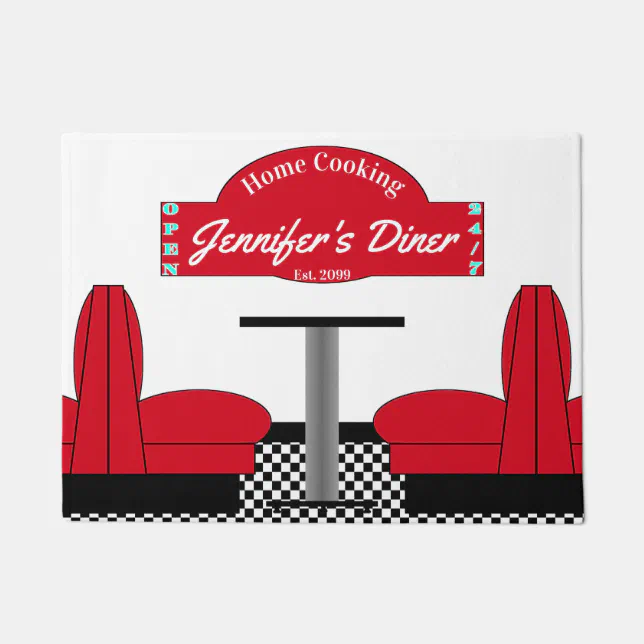 Diner Kitchen Restaurant Kitchen Grill Chef Baker Doormat | Zazzle