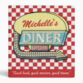 Diner Retro 50s Red Checker Recipe Book Name Photo 3 Ring Binder | Zazzle