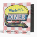 Diner Retro 50s Sign Personalized Name Recipe 3 Ring Binder | Zazzle