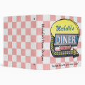 Diner Retro 50s Sign Personalized Name Recipe 3 Ring Binder | Zazzle