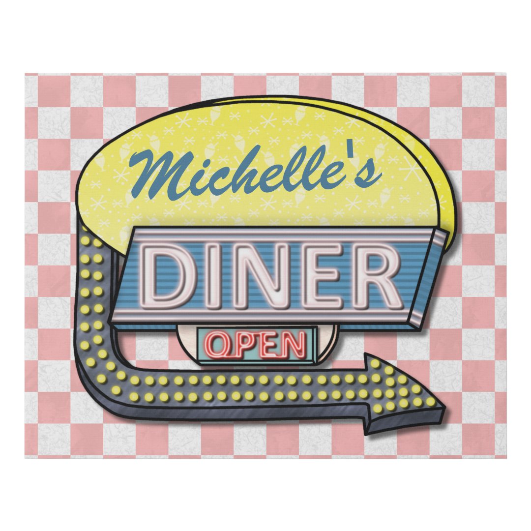 Diner Sign Retro 50s Mid-Century Nostalgia Custom | Zazzle