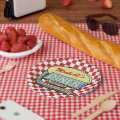 Diner Sign Retro 50s Red Checkered | Custom Name Paper Plates | Zazzle