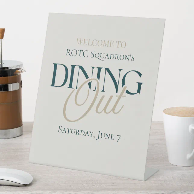 Dining Out - Modern Serif Military Pedestal Sign | Zazzle