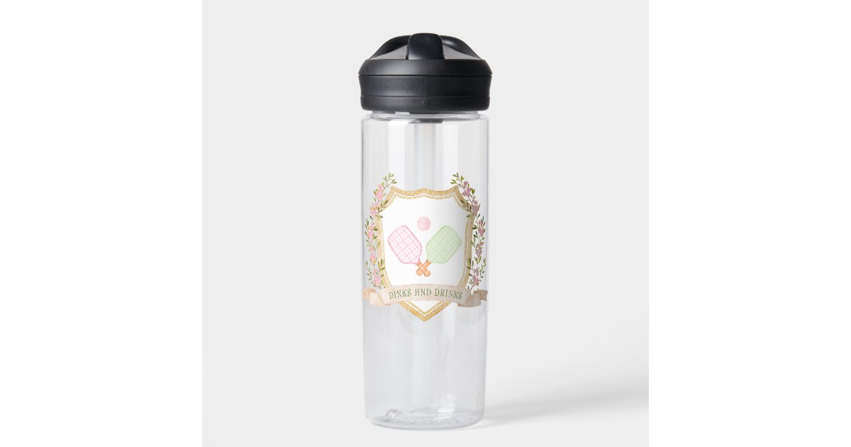 Dinks and Drinks| Preppy Pickle Ball Water Bottle | Zazzle