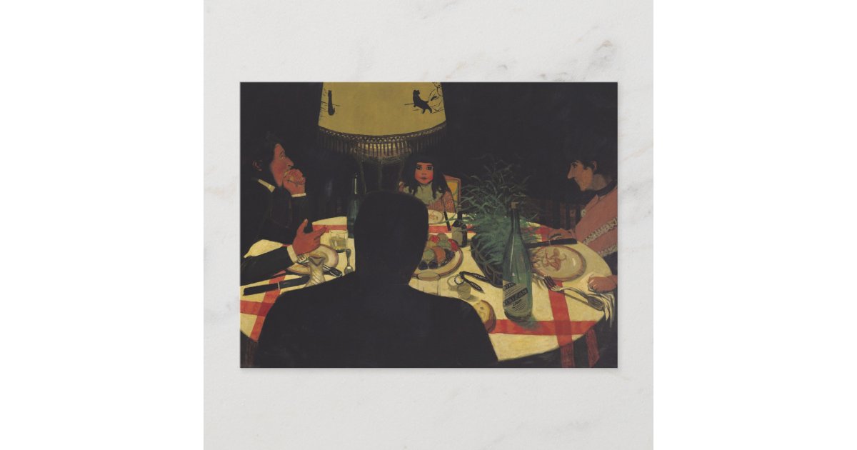 Dinner by Lamplight, 1899 Postcard | Zazzle