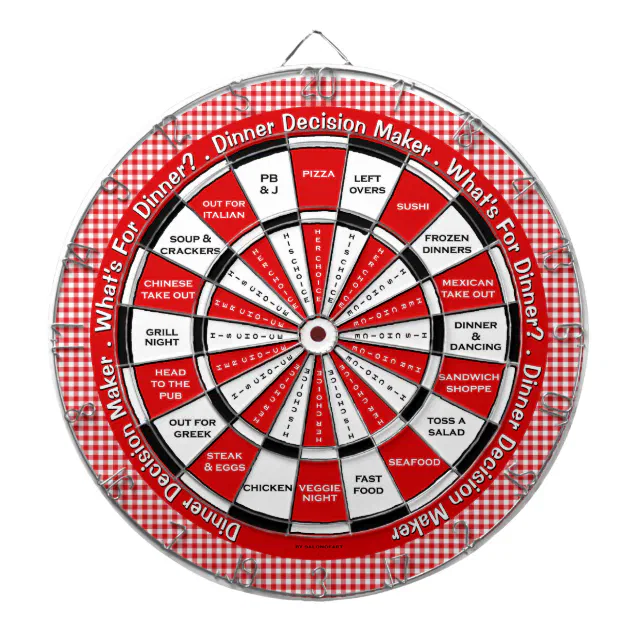 Dinner Decision Maker in Red Checkered Tablecloth Dart Board | Zazzle