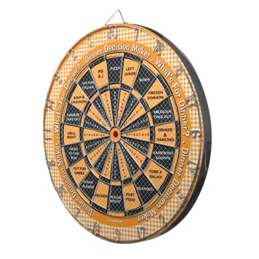 Dinner Decision Maker! Yellow Checkered Tablecloth Dart Board | Zazzle
