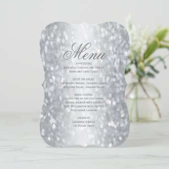 Dinner Menu | Elegant Silver Sparkle | Zazzle