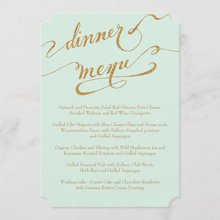 Dinner Menu Formal Reception Script Calligraphy | Zazzle