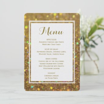 Dinner Menu | Gold Glitter | Zazzle