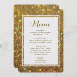 Dinner Menu | Gold Glitter | Zazzle