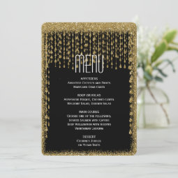 Dinner Menu | Modern Gold Black | Zazzle