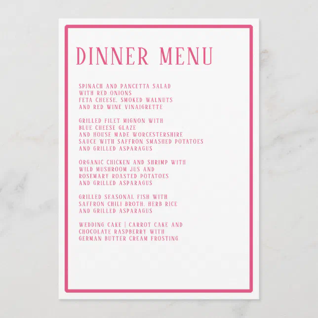 Dinner Menu Simple Modern Bold Hexagon Geometric | Zazzle