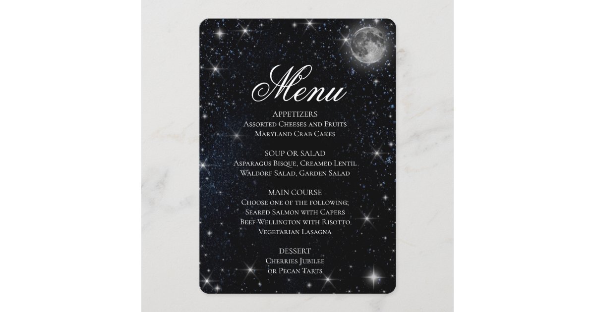 Dinner Menu | Starry Night | Zazzle