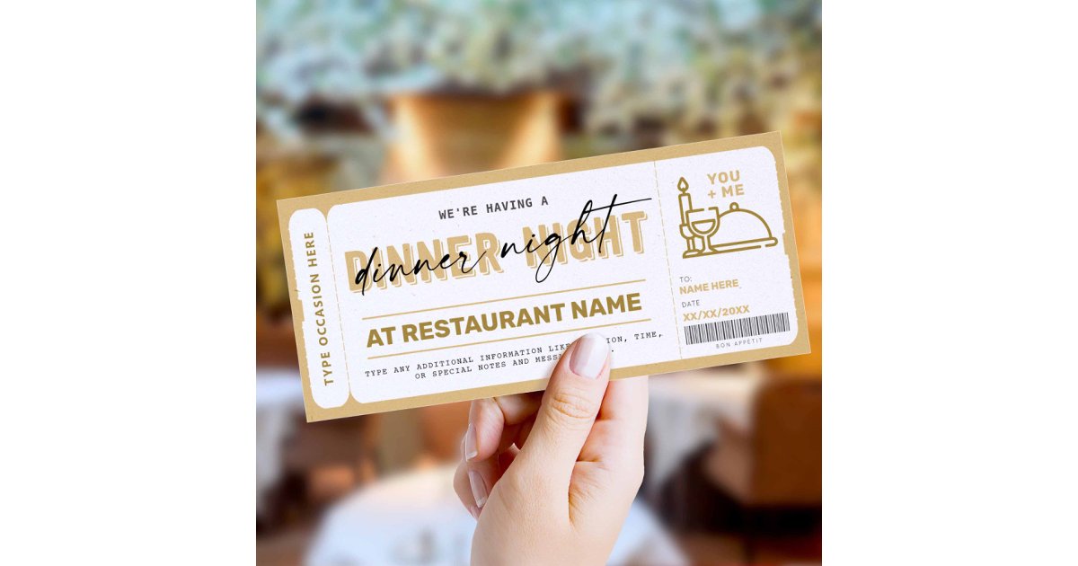 Dinner Night Gift Voucher Certificate | Zazzle