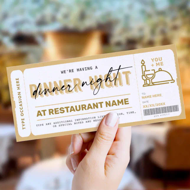 Dinner Night Gift Voucher Certificate | Zazzle