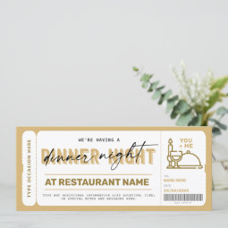 Dinner Night Gift Voucher Certificate | Zazzle