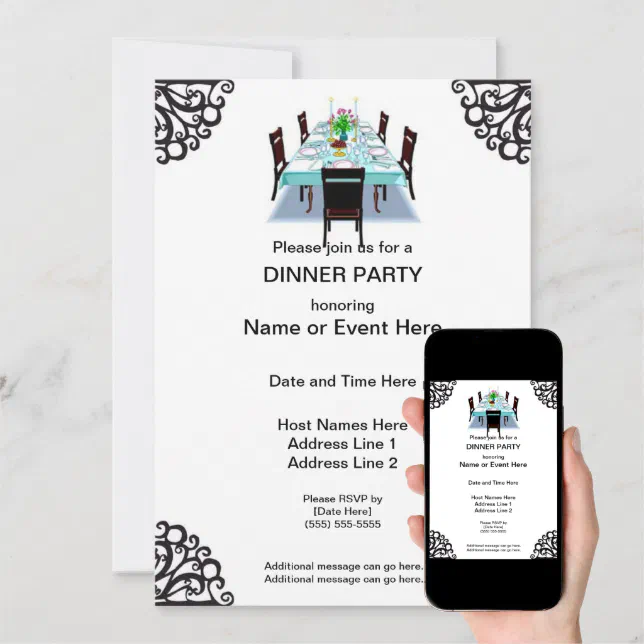 Dinner Party Custom Invitations | Zazzle