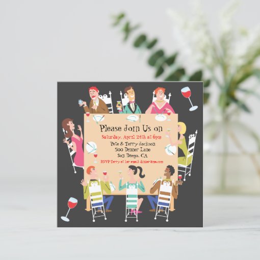 Dinner Party Invitation with table and friends | Zazzle