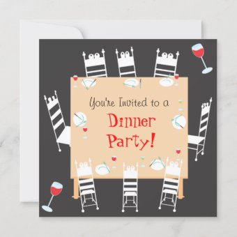 Dinner Party Invitation with table and friends | Zazzle