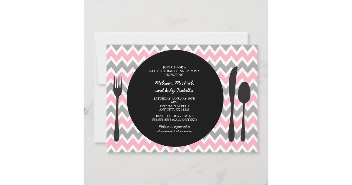 Dinner Party Invite / meet the baby girl shower | Zazzle