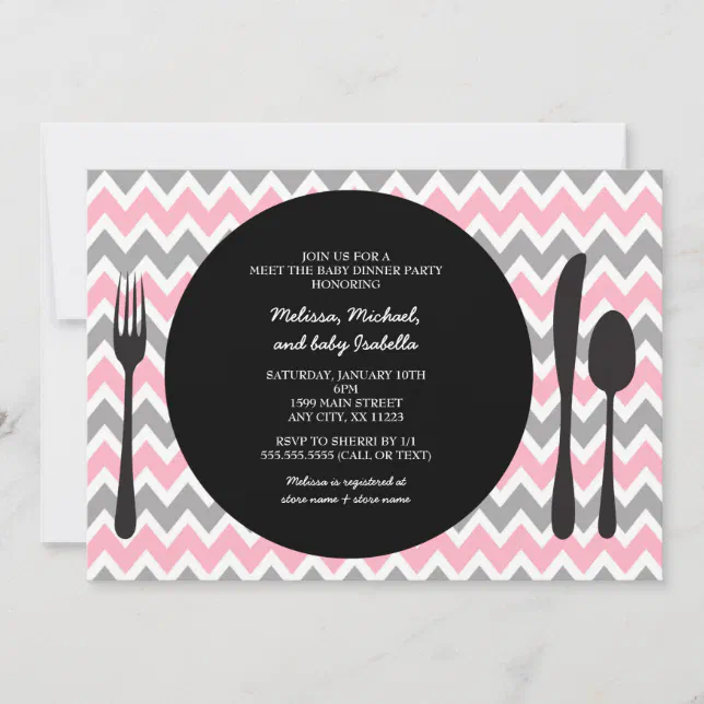 Dinner Party Invite / meet the baby girl shower | Zazzle