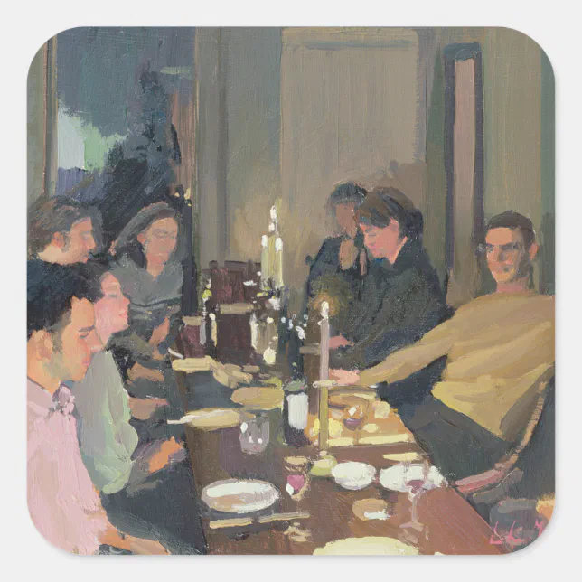 Dinner Party Square Sticker | Zazzle