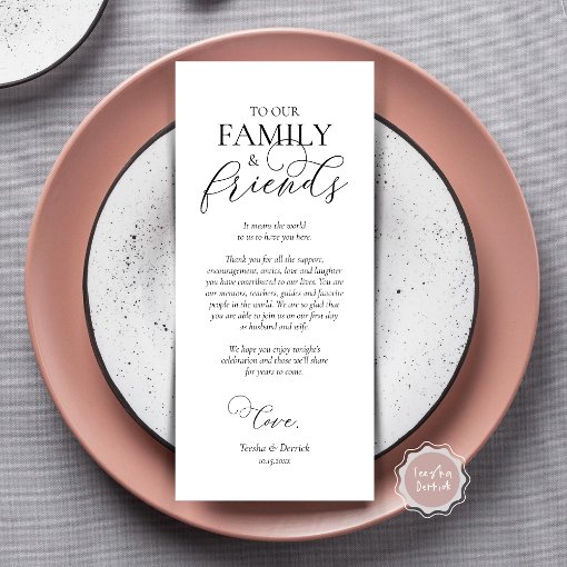 Dinner Place Setting Thank You Calligraphy Card | Zazzle