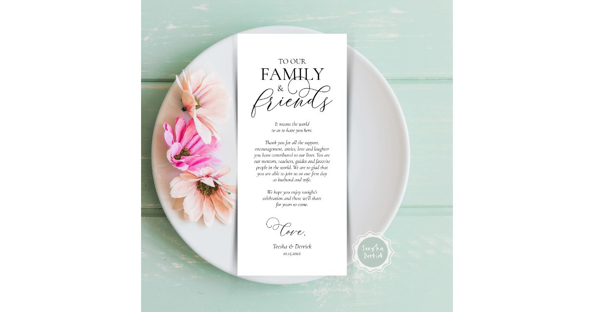 Dinner Place Setting Thank You Calligraphy Card | Zazzle