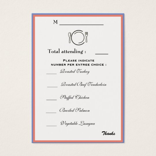Dinner Selection Card | Zazzle.com