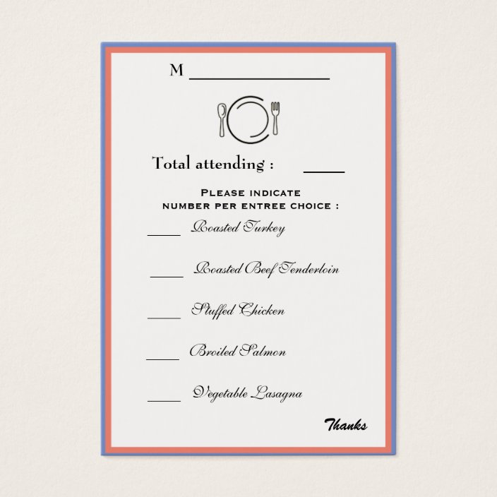 Dinner Selection Card | Zazzle.com