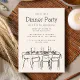Dinner Table Party Modern Simple Line Drawing Invitation | Zazzle